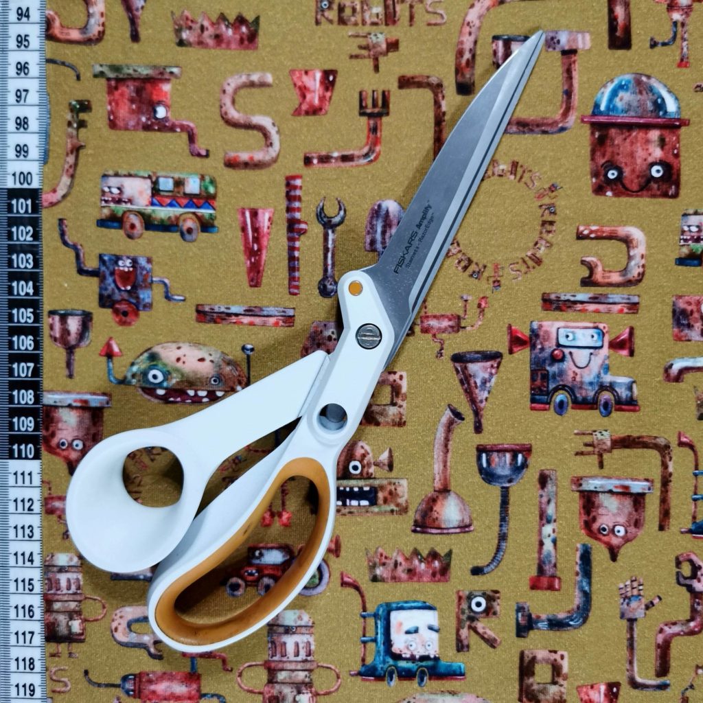 GOTS ORGANIC Rust Bucket Robot Jersey Fabric £15pm - UKStretchFabrics