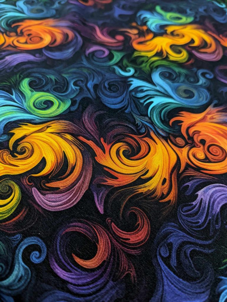 Curl Swirl Cotton Lycra Jersey Fabric £16.50pm - UKStretchFabrics