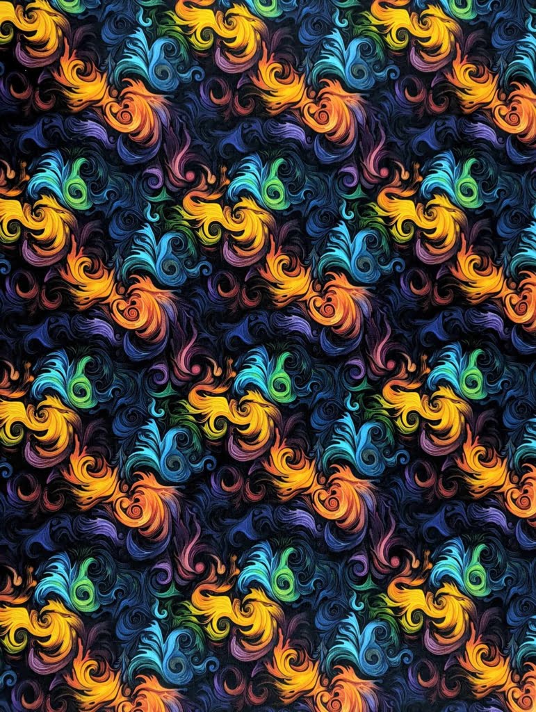 Curl Swirl Cotton Lycra Jersey Fabric £16.50pm - UKStretchFabrics