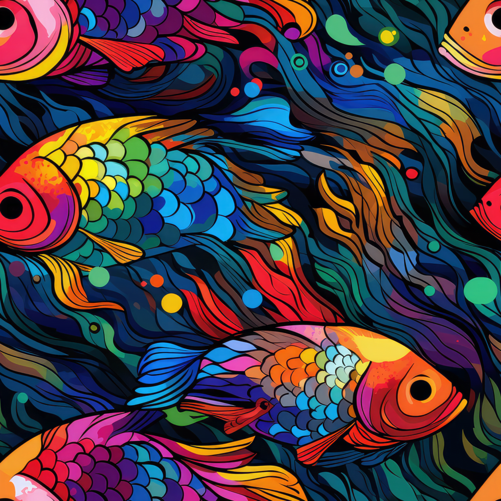 Rainbow Fish Jersey Fabric £16.50pm - UKStretchFabrics