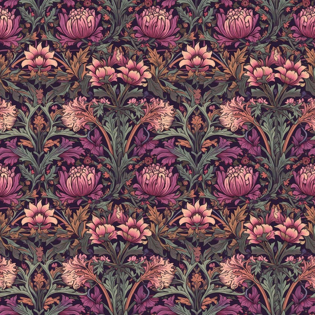 Purple William Morris Jersey Fabric £16.50pm - UKStretchFabrics
