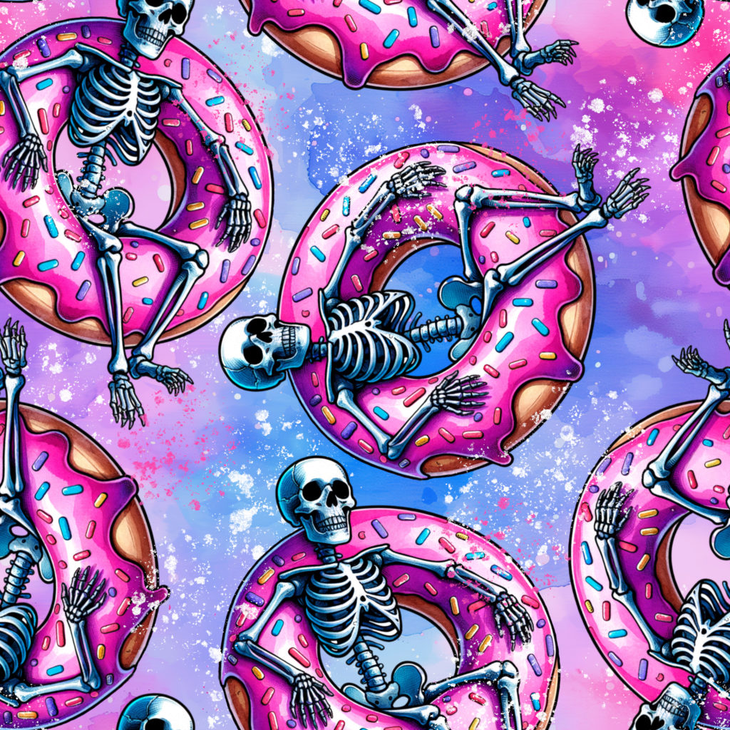 Skeleton Donut Halloween Jersey Fabric £16.50pm - UKStretchFabrics